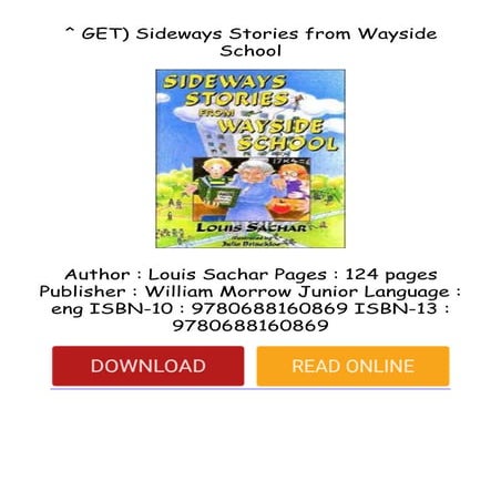 ^ GET) Sideways Stories from Wayside School | PDF