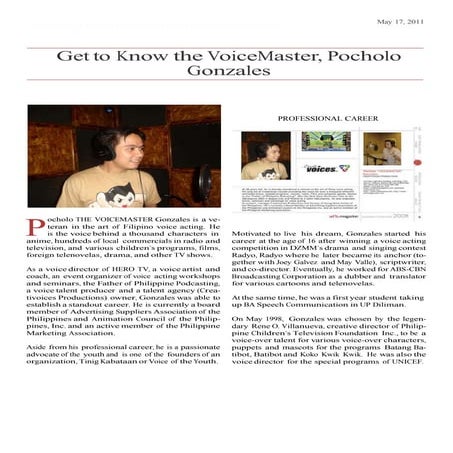 Get to Know the Voicemaster Pocholo Gonzales | PDF | Television ...