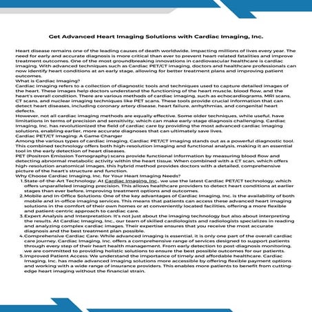 Advanced Heart Imaging Solutions by Cardiac Imaging, Inc. – Mobile PET ...