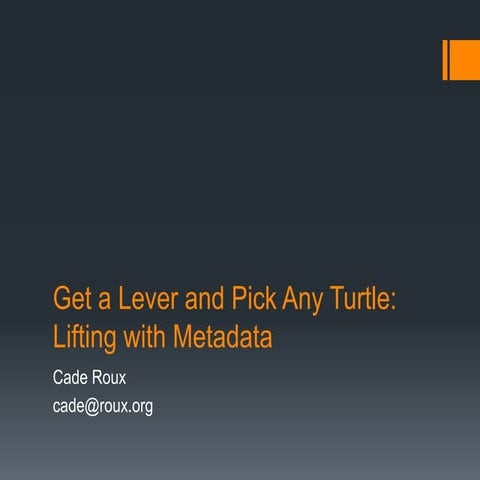 Get a Lever and Pick Any Turtle - Lifting with Metadata | PPT
