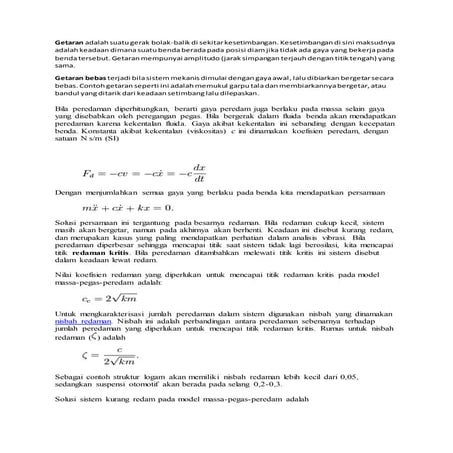 Getaran bebas dgn peredam teknik mesin | DOCX