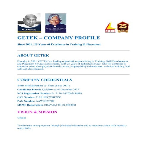 Getek the leading Training and Placement People in Tamilnadu for the ...