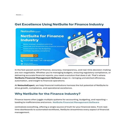 Get Excellence Using NetSuite for Finance Industry | PDF