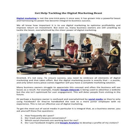 Get Help Tackling the Digital Marketing Beast | PDF