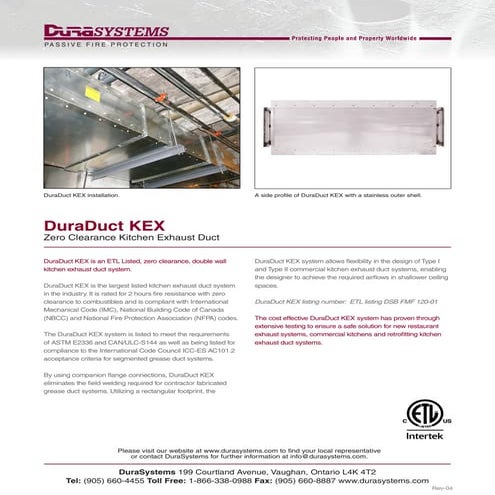 Get kitchen exhaust duct system by dura systems | PDF
