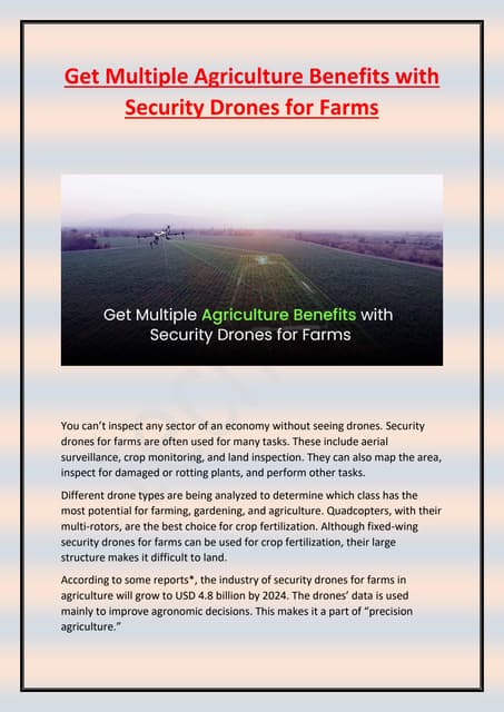 Drone technology in agriculture | PPTX