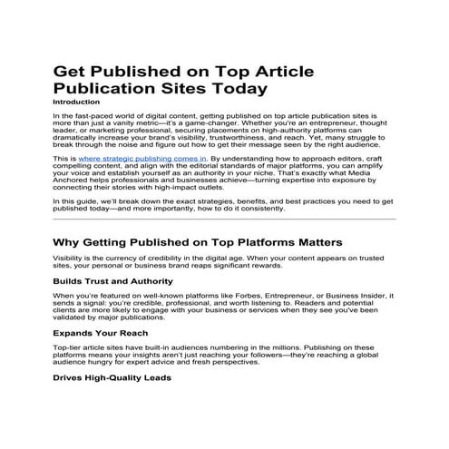 Get Published on Top Article Publication Sites Today.docx