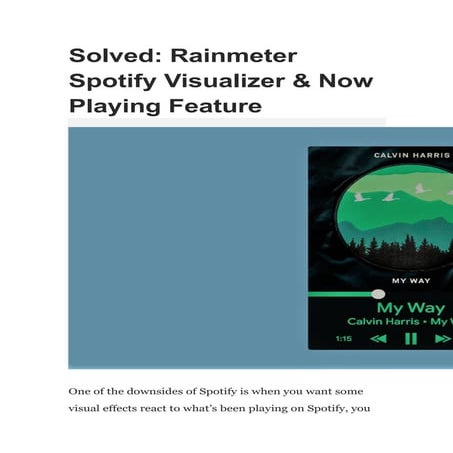 Get Rainmeter Spotify Visualizer and Now Playing Feature | PDF