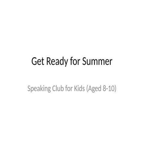 Speaking Club questions for summer holiday | PPTX