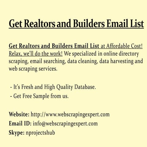 Get Realtors and Builders Email List | PPT