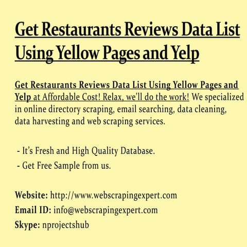 Get Restaurants Reviews Data List Using Yellow Pages and Yelp | PPT