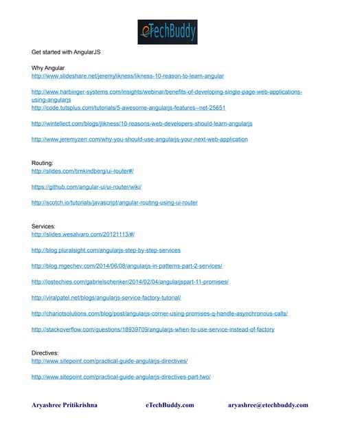 Angular js introduction and learning resources | PPTX