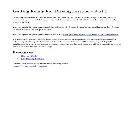 Getting ready-for-driving-lessons-part-one | PDF