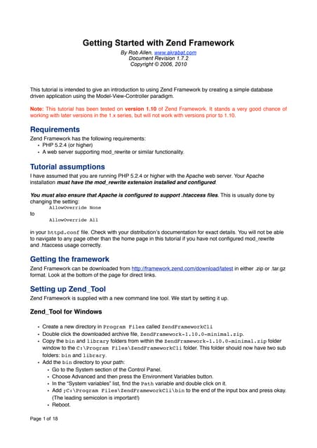 Getting Started With Zend Framework Pdf Databases Computer 7800