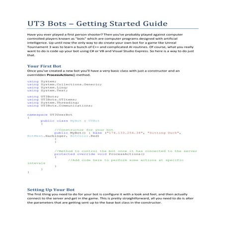 Getting Started.docx - Unreal Tournament 3 Bots for .NET