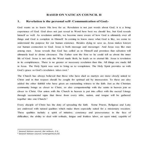 A study on Vatican second : God's Revelation | PDF