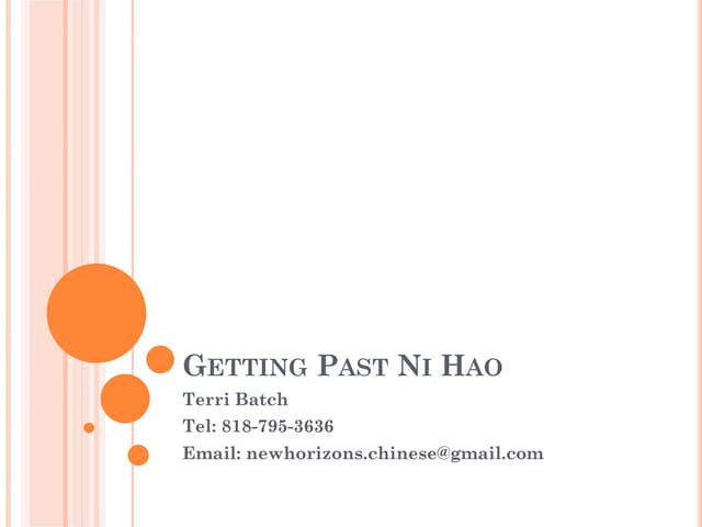 Basic Chinese (Mandarin) Language Course | PDF