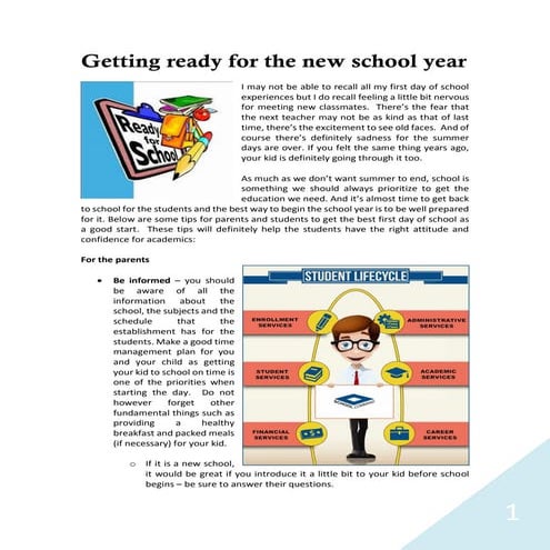 Getting ready for the new school year | PDF | Parenting Children Aged 4 ...
