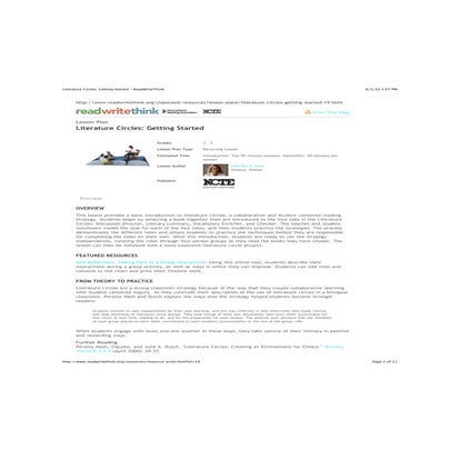 Literature Circles - Getting Started | PDF