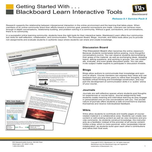 Getting started with blackboard learn interactive tools cbu online | PDF