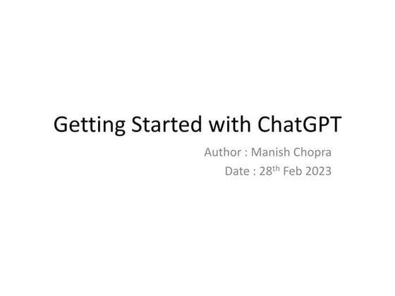 ChatGPT For Newbies | PDF