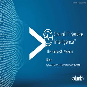 Getting Started With Splunk It Service Intelligence | PPT