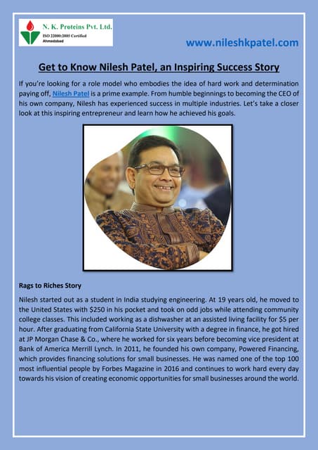 Get To Know Nilesh Patel An Inspiring Success Story