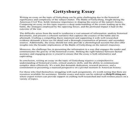 Gettysburg Essay. The Battle of Gettysburg: A Comprehensive Narrative ...