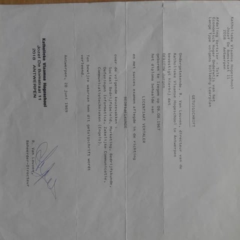 Getuigschrift beursdeelname | PDF