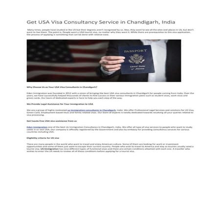 Get USA Visa Consultancy Service in Chandigarh.ppt | Political Issues ...