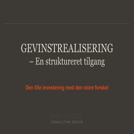 Gevinstrealisering - en struktureret tilgang | PDF