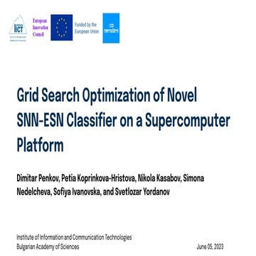 [DSC Europe 23][DigiHealth] Dimitar Penkov Grid Search Optimization of Novel SNN-ESN Classifier ...