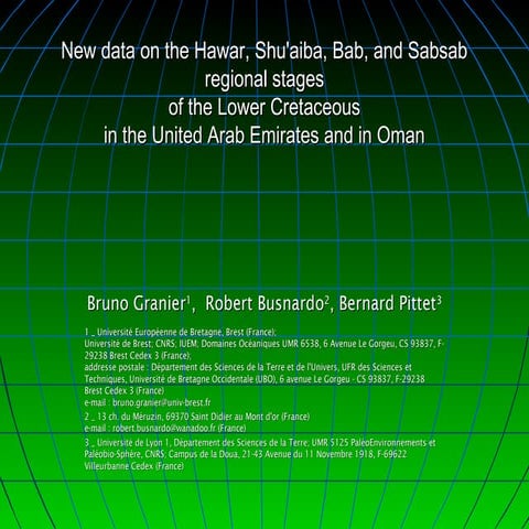 New data on the Hawar, Shu'aiba, Bab, and Sabsab regional stages of the ...