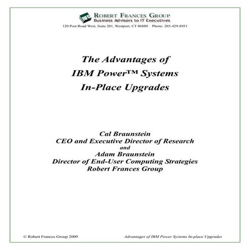 IGF: Robert Francis Group whitepaper: The Advantages of IBM Power ...