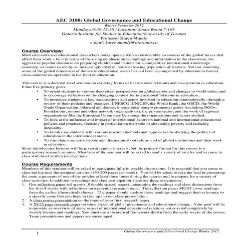 AEC 3180: Global Governance and Educational Change | PDF