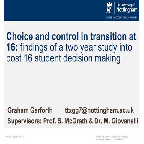 Choice and control in transition at 16: findings of a two year study ...