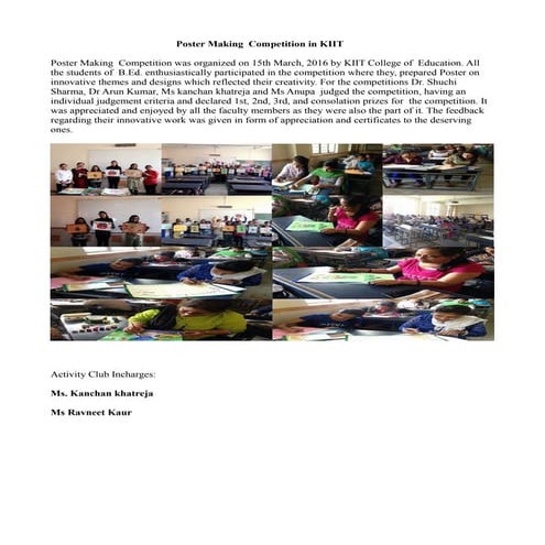 Poster Making Competition in KIIT | PDF | Awards Shows | Events