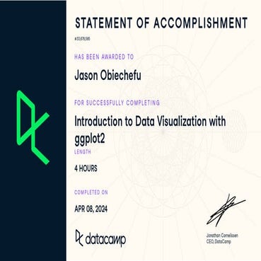Introduction to Data Visualization with ggplot2 Certificate | PDF