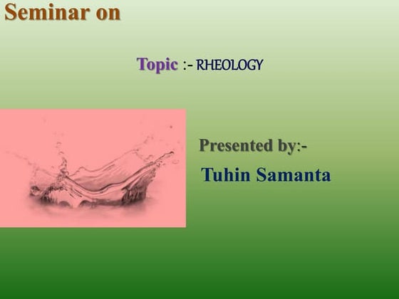 Rheology Of Fluids | PPT | Chemistry | Science