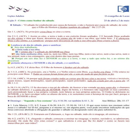 Folheto completo sobre o Sábado (Para Imprimir) | PDF
