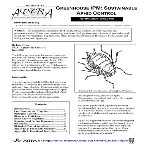Greenhouse IPM: Sustainable Aphid Control | PDF