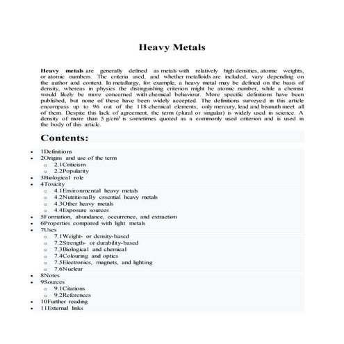 Heavy Metals | DOCX