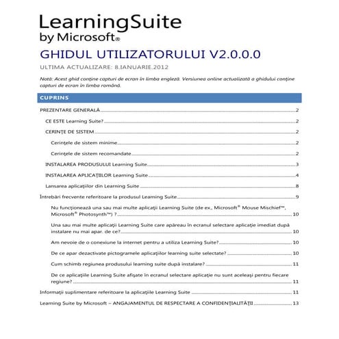 Ghid de utilizare set resurse educaționale learning suite | PDF