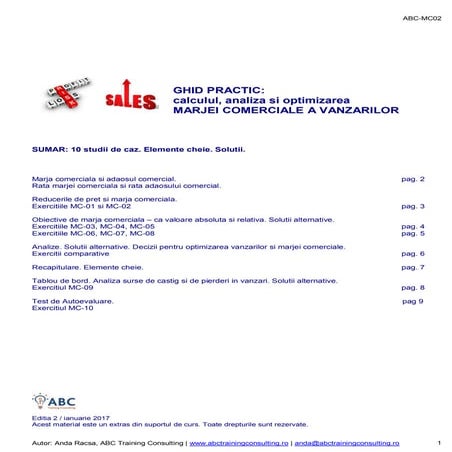 Ghid practic: Marja comerciala a vanzarilor | PDF