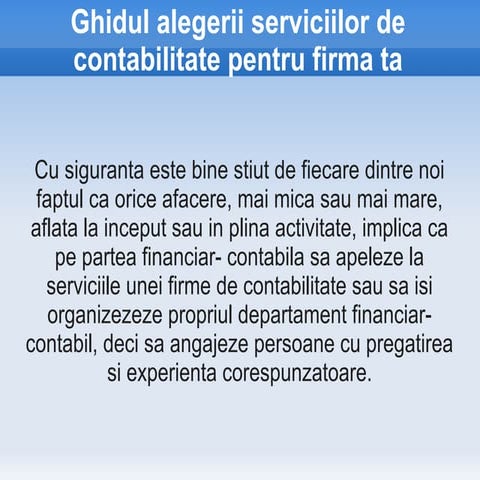 Ghidul alegerii serviciilor de contabilitate | PDF