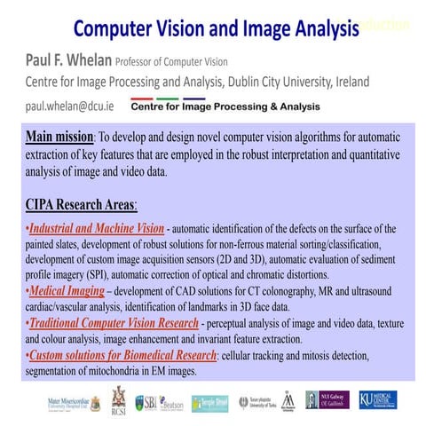 Computer Vision and Image Analysis | PPTX