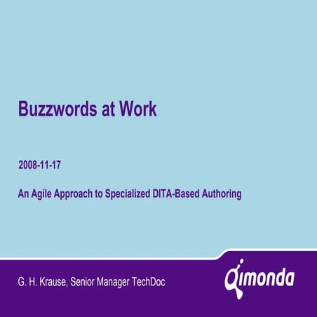 Buzzword at Work - An Agile Approach to Spezialized DITA-based Authoring | PDF | Desktop ...