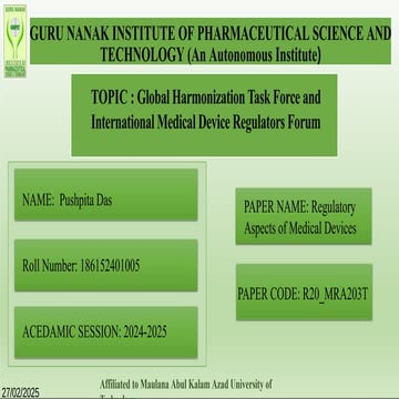 Global Harmonization Task Force (GHTF) and International Medical Device ...