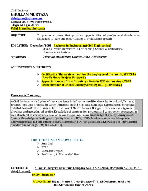 Ghullam murtaza cv (1) | PDF Ghullam murtaza cv (1) | PDF