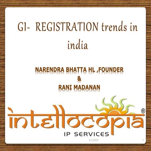 GI- Registration Trends in India | PPT
